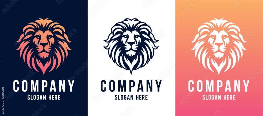 Lion face front view vector art image business company logo template ...