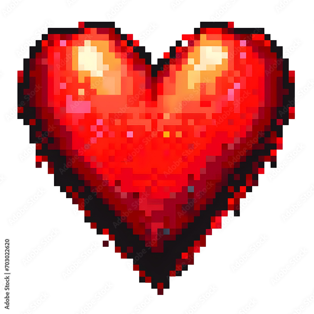 A pixel art red heart meme on a transparent background, perfect for ...