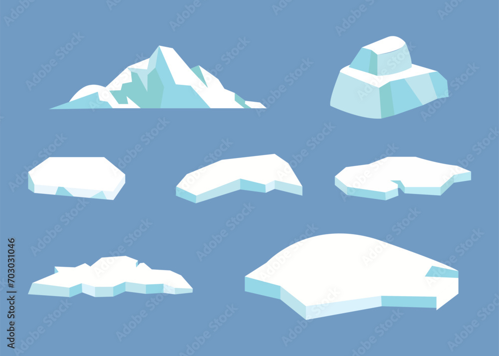 Cartoon iceberg icon in a flat design. Antarctic floating glacier ...