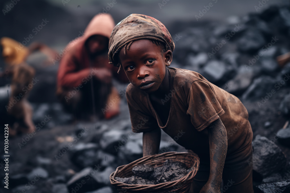 concept of poor African people suffer by extracting useful minerals in ...