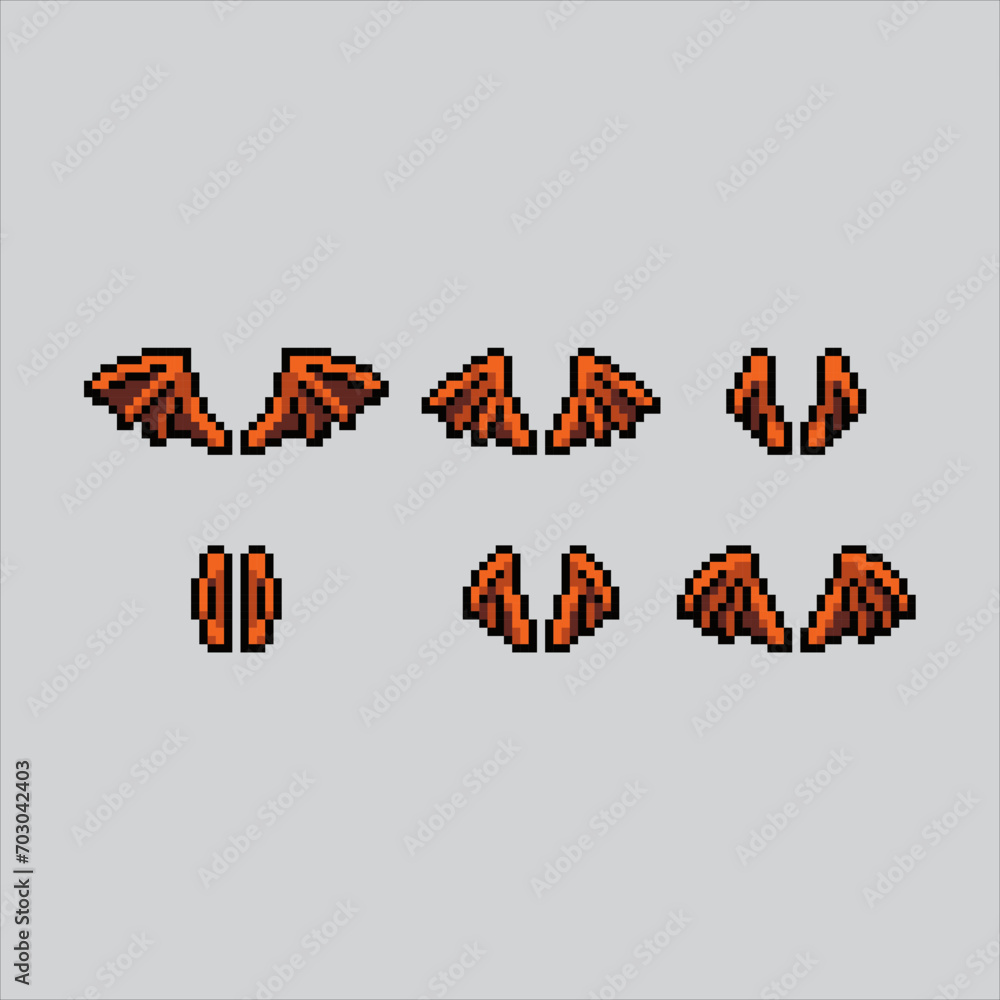 Pixel art illustration Devil Wings. Pixelated Wings. Animation asset ...