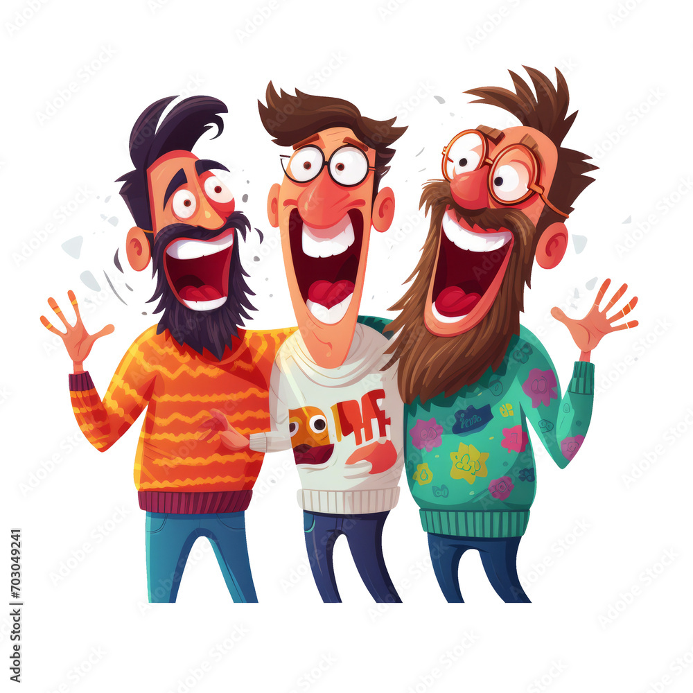 Funny Crazy Friends Laughing with Ugliest Sweaters Cartoon Illustration ...