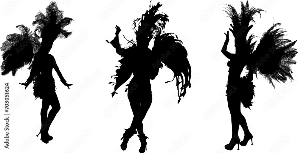 siluetas bailarines, carnaval, brasil, samba, poses Stock Vector ...