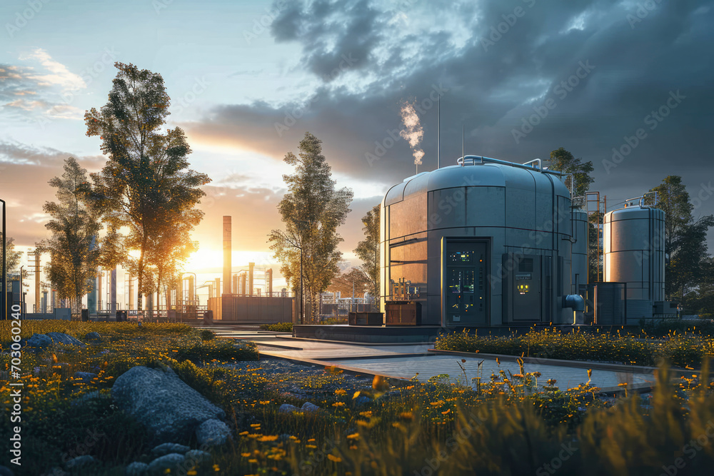 Green Hydrogen factory concept. Hydrogen production from renewable ...