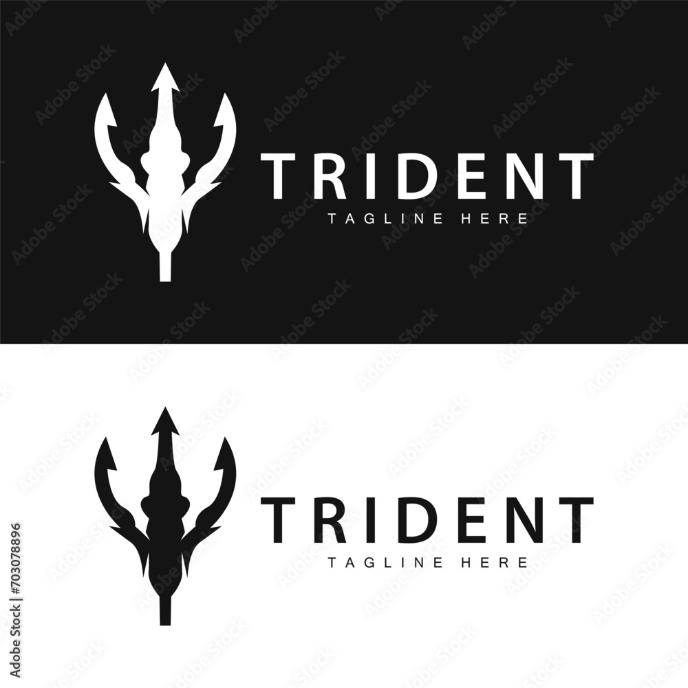Trident logo design spear weapon vector sea king poseidon neptune ...