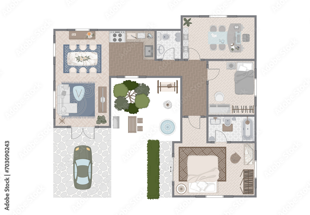 House Floor Plan Kit Top View Elements for Floorplan Design Stock ...