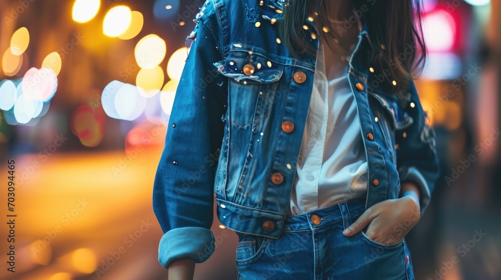 Vintage Vibes This retroinspired look features a bright blue denim ...