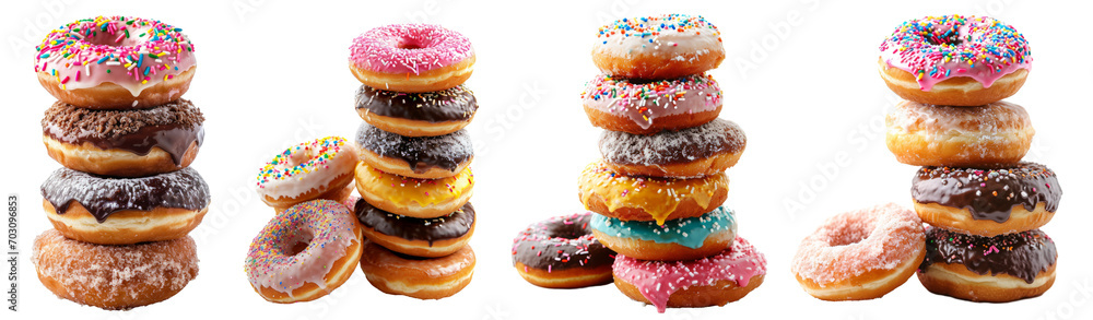 stack of donuts isolated on transparent background, Png collection ...