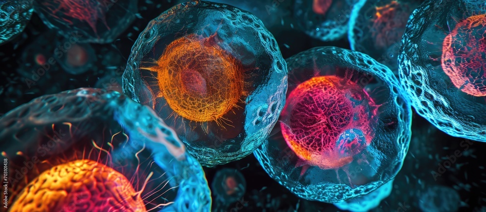 Microscopic observation of cell division stages. Stock Illustration ...