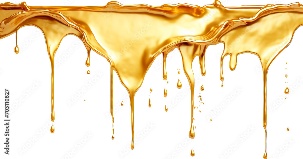 Dripping gold paint isolated on transparent background. PNG Stock ...