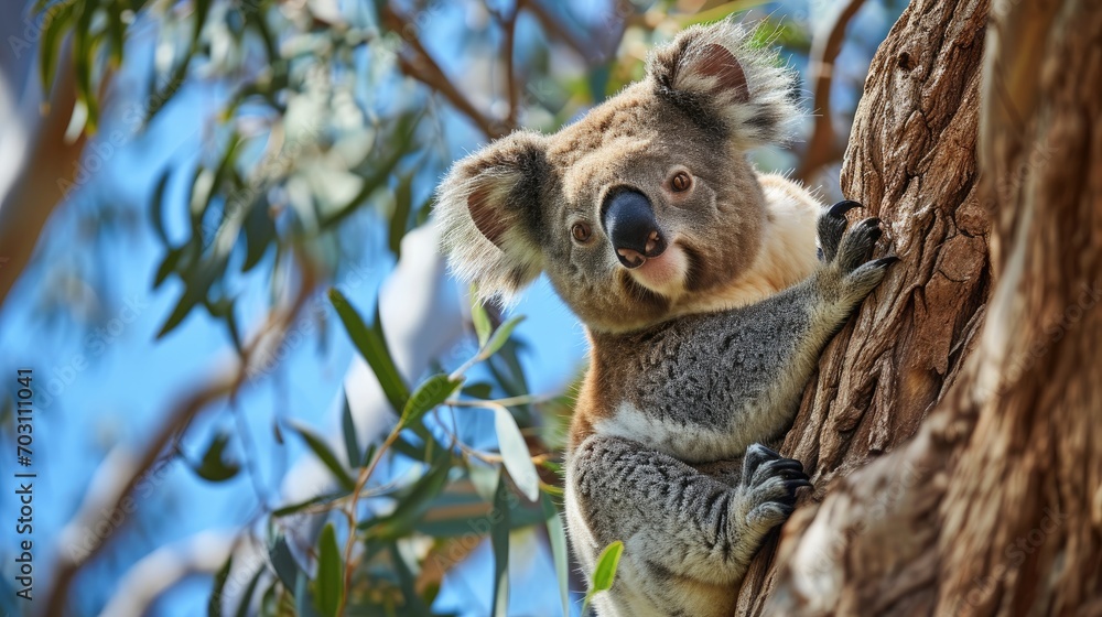 A Peaceful Koala nestled in Eucalyptus Tree in the Heart of the ...