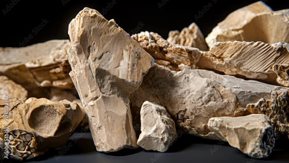 Vidéo Stock A sample of ancient bone fragments, showing evidence of ...