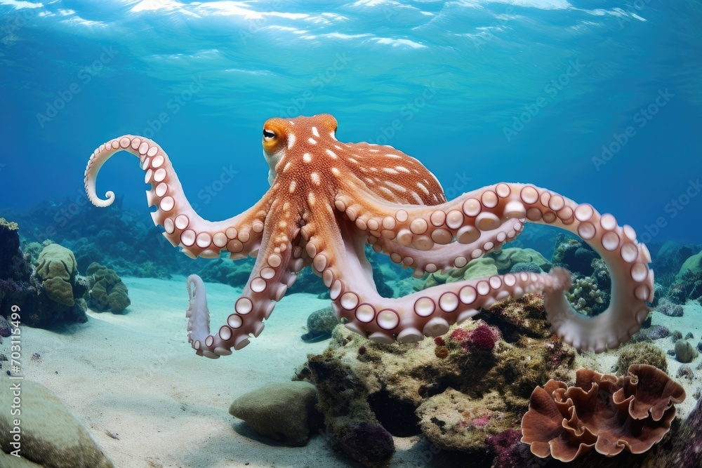 Octopus in the Red Sea. Egypt, Sharm El Sheikh, Octopus gracefully ...