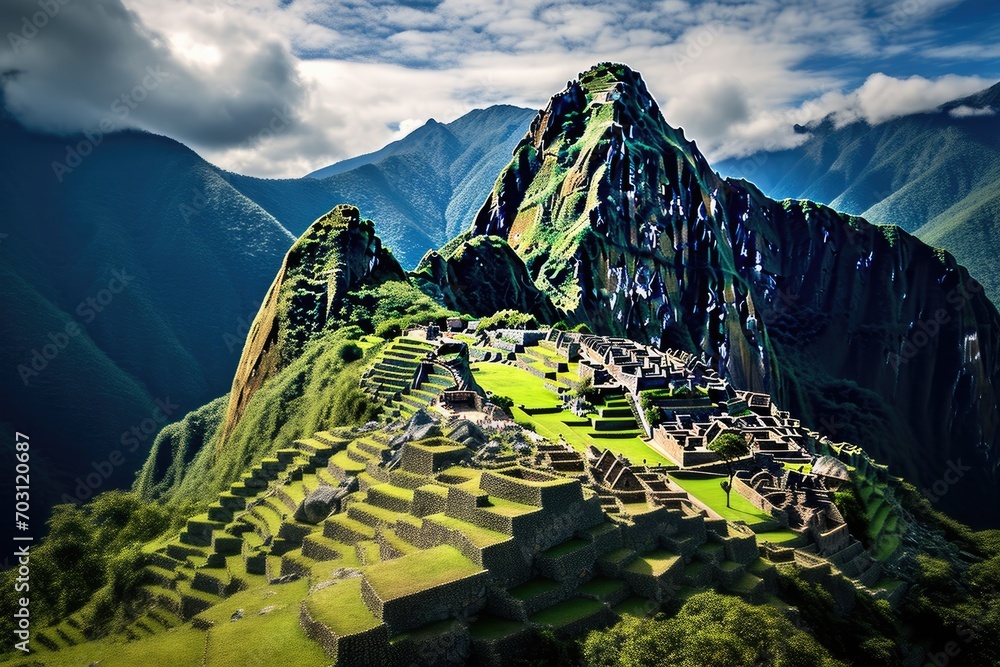 Machu Picchu, Inca ruins in Peru, South America, Overview of Machu ...