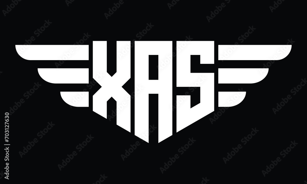 Vecteur Stock XAS three letter logo, creative wings shape logo design ...