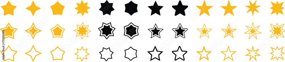 Stars set of icons. Rating Star icon. Star vector collection. Modern simple stars. Stars in ...