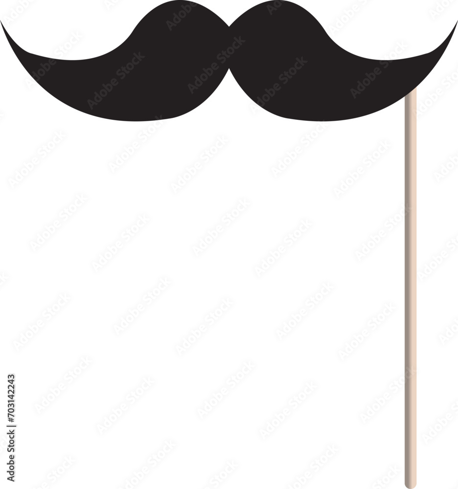 Moustache on stick. Paper moustache for carnival. Flat cartoon mustache ...