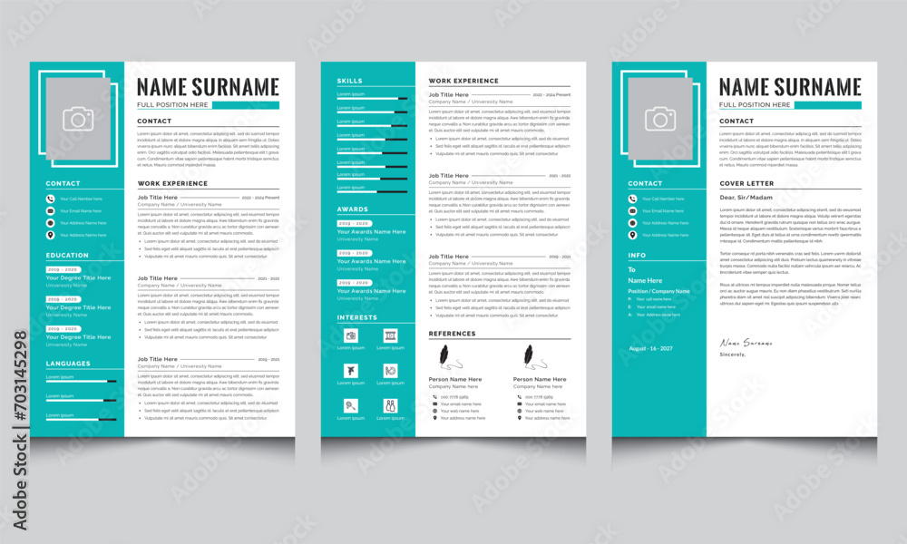 Creative Resume Layout with Cover Letter Template Layout Stock Vector ...