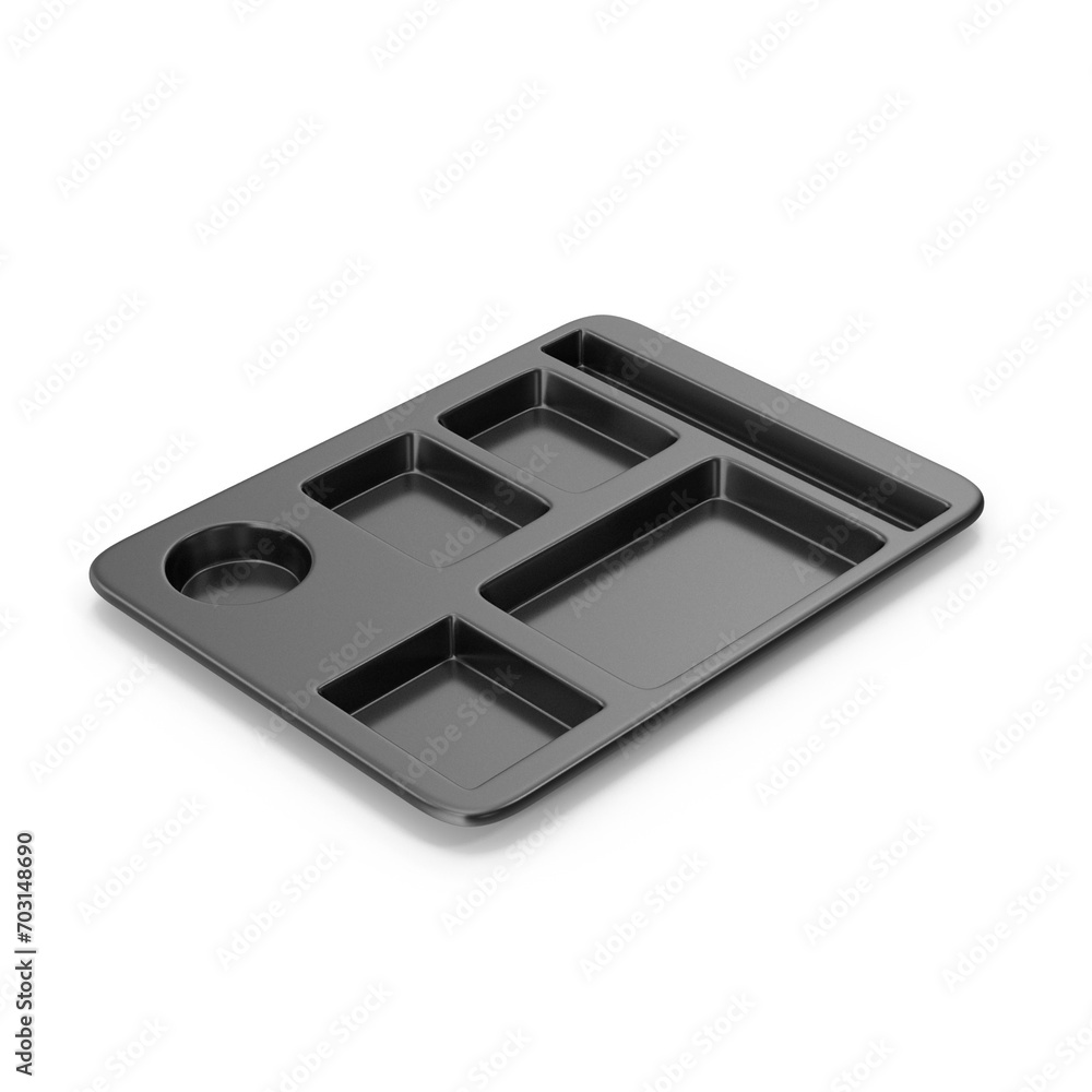 Disposable empty black food tray package on white background isolated ...