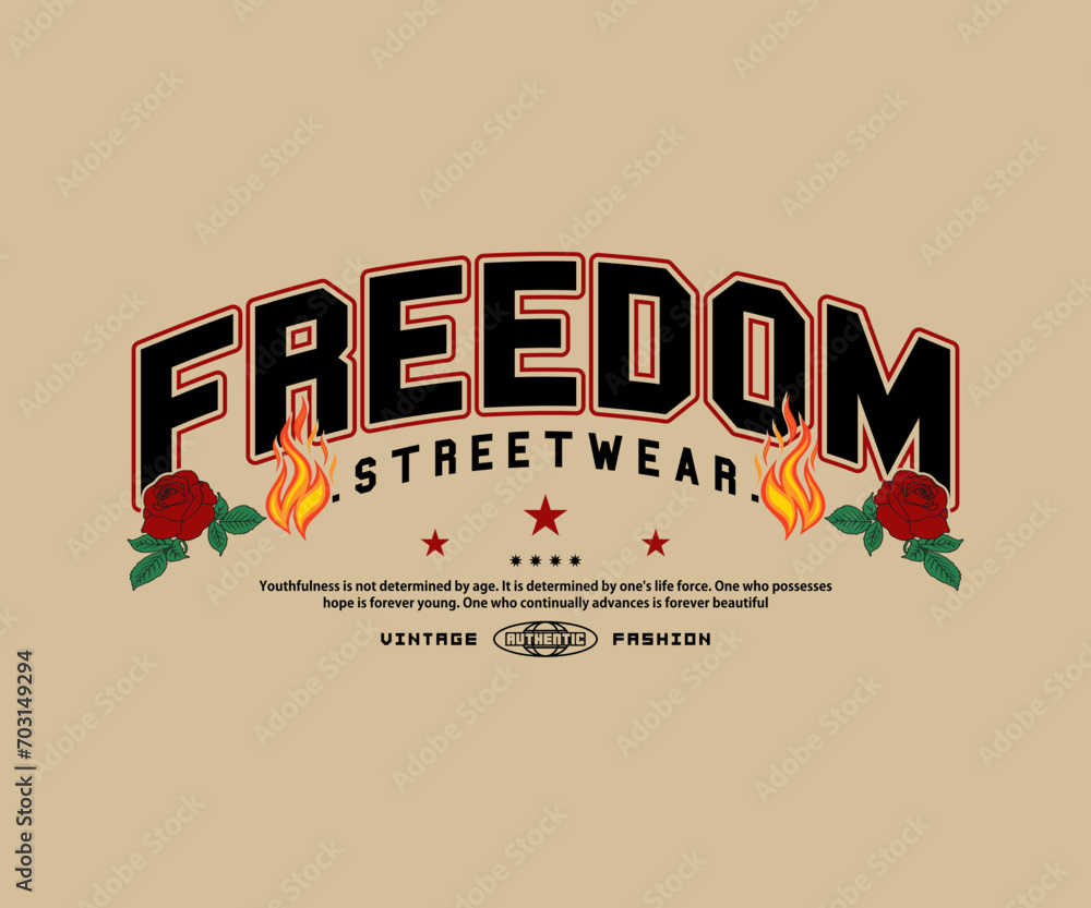 freedom slogan typography print design, illustration in vintage style ...
