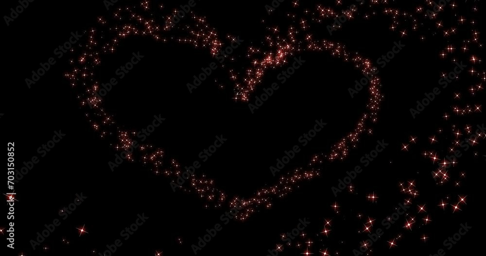 Vidéo Stock Red particle glitter glow heart effect material background ...
