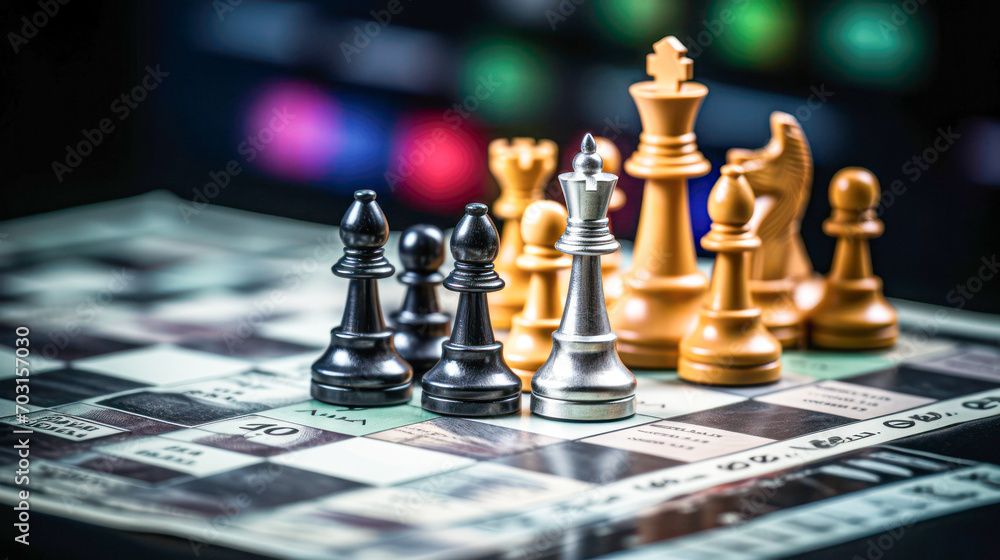 Chess board game to represent the business strategy with competition in ...