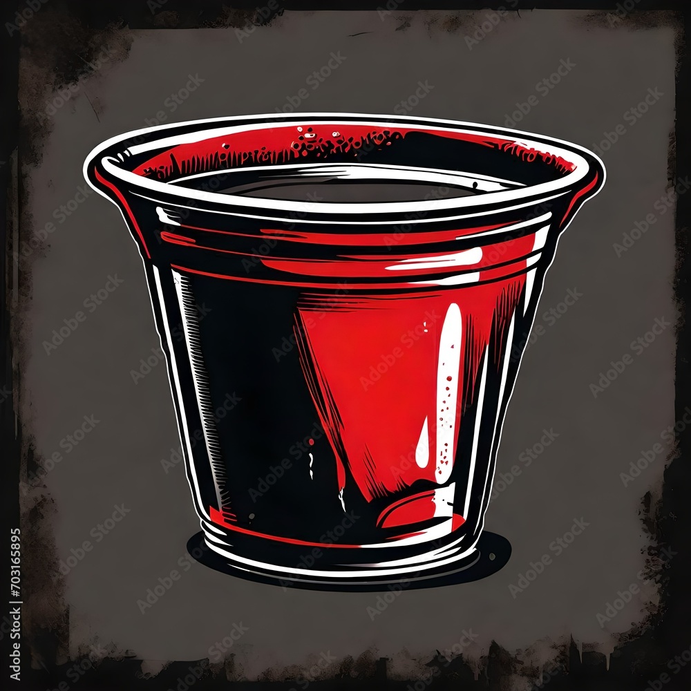 vector style illustration drawing of a red solo cup alcohol booze drink ...
