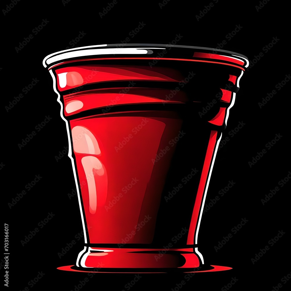 vector style illustration drawing of a red solo cup alcohol booze drink ...