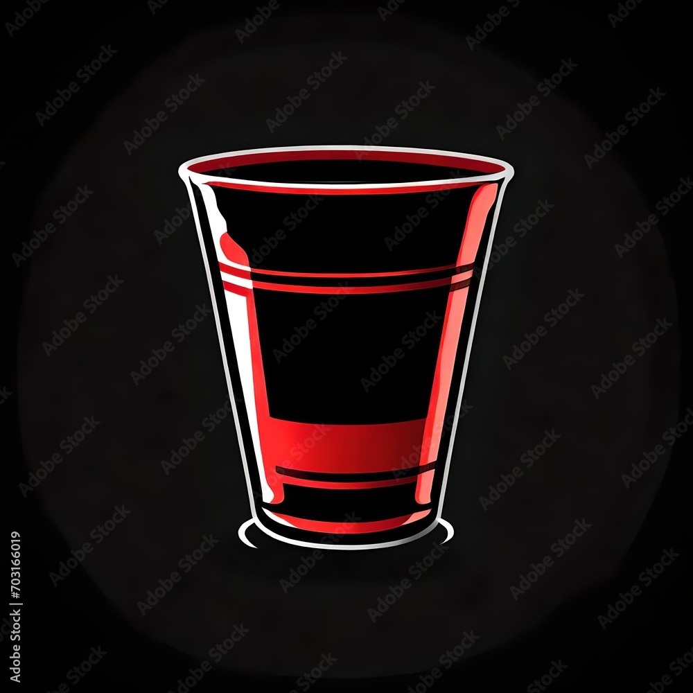 vector style illustration drawing of a red solo cup alcohol booze drink ...