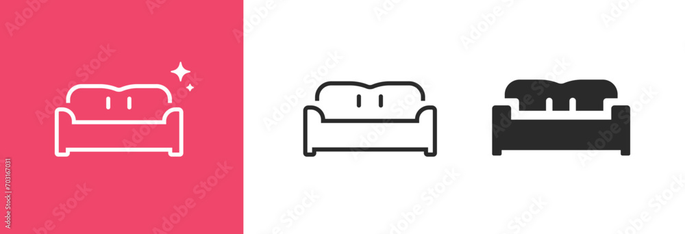 Sofa couch icon vector simple graphic pictogram set, lounge divan line ...