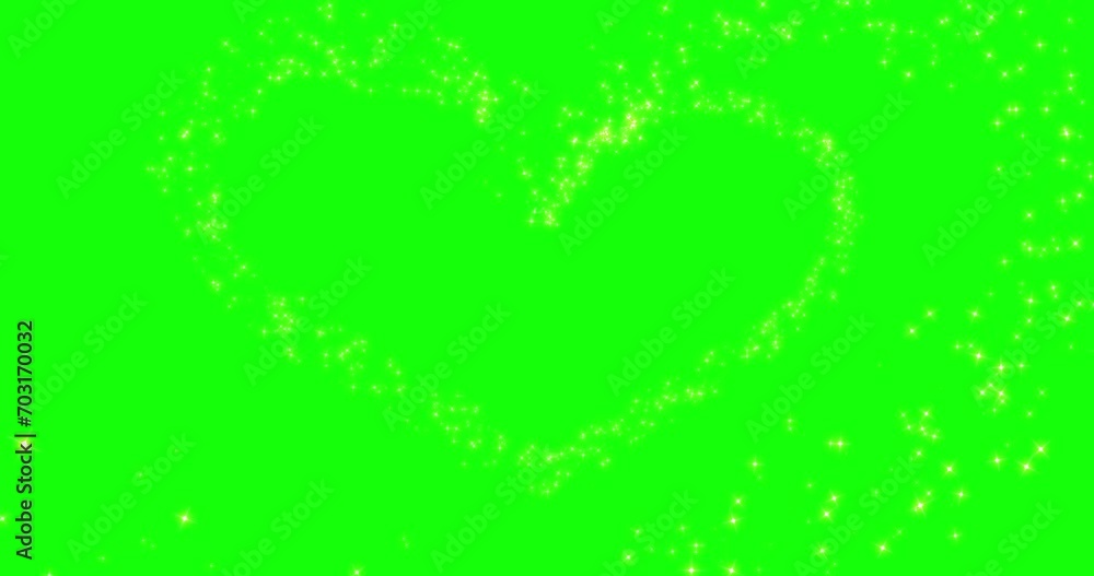 Golden particle glitter glow heart effect material background (green ...
