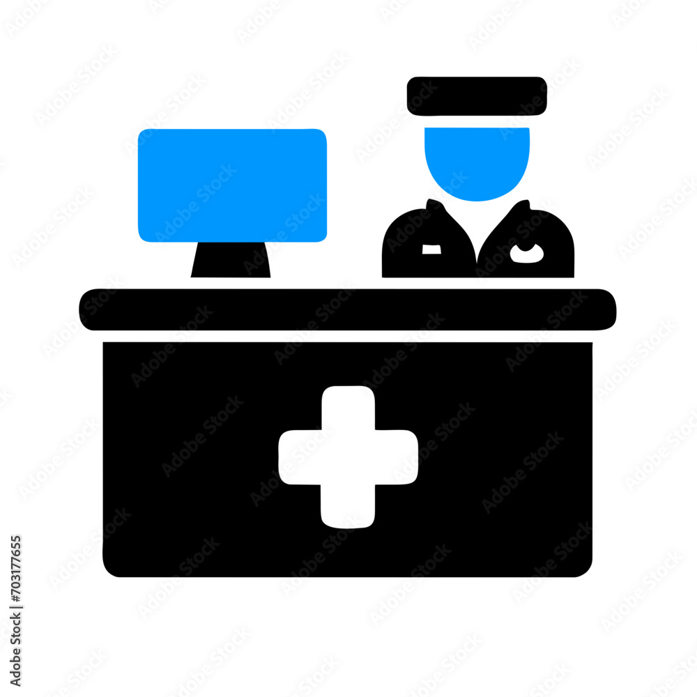 Hospital reception desk vektor icon illustation Stock Vector | Adobe Stock