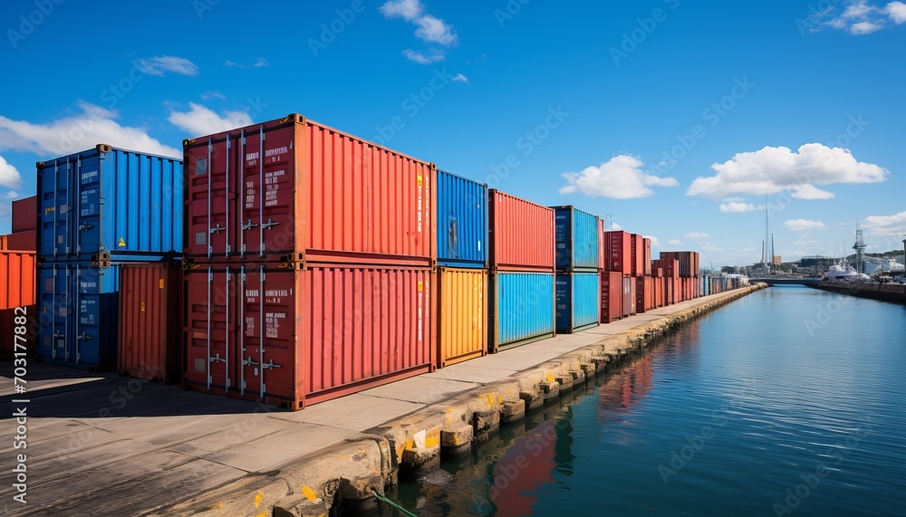 shipping containers floating in the sea, transporting cargo, with ...