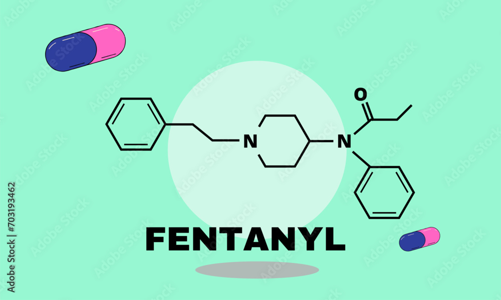 Fentanyl medicine vial design illustration. Fentanyl is a medicine used ...