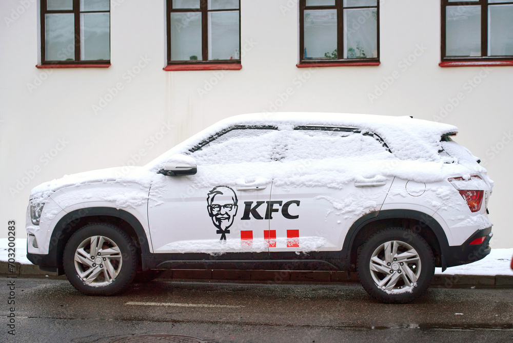Minsk, Belarus. Jan 5, 2024. Hyundai Creta - KFC company car with ...