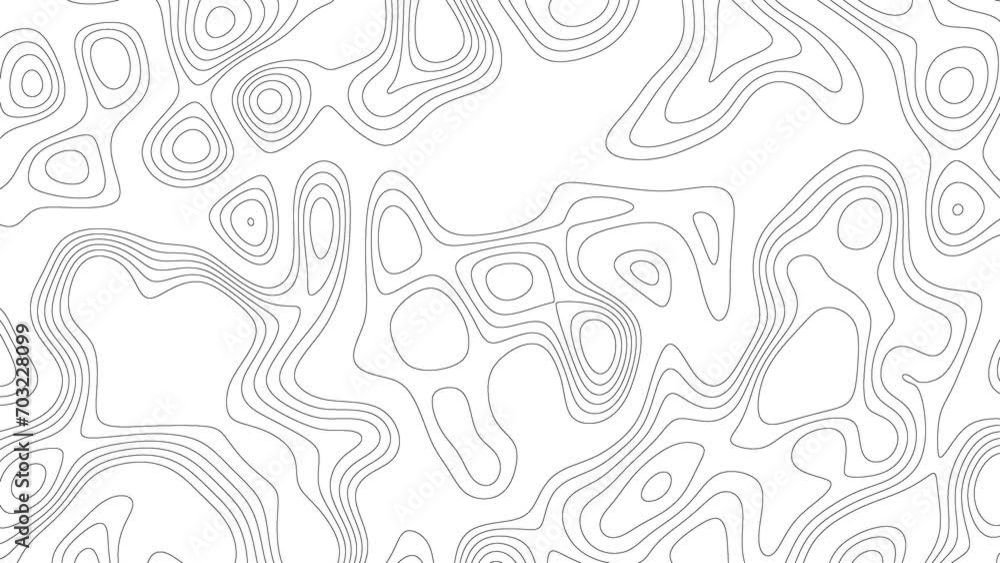 Abstract animated outline topographic contour map. Moving waves on ...