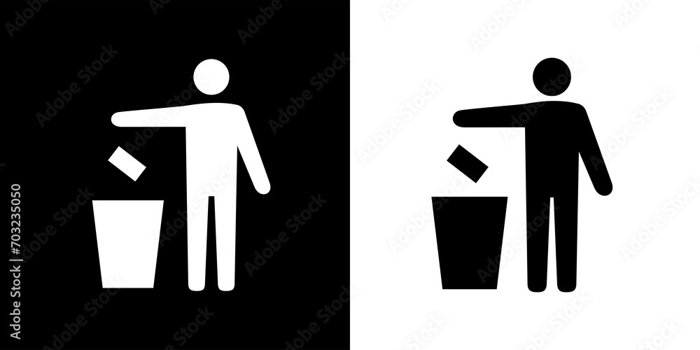 Icon of a man with a trash can (Tidyman), packaging recycling sign ...