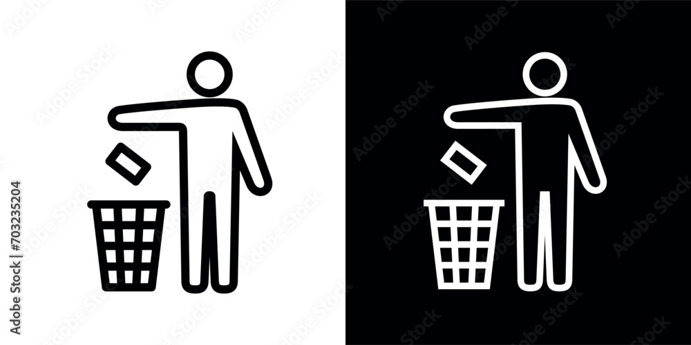 Icon of a man with a trash can (Tidyman), packaging recycling sign ...