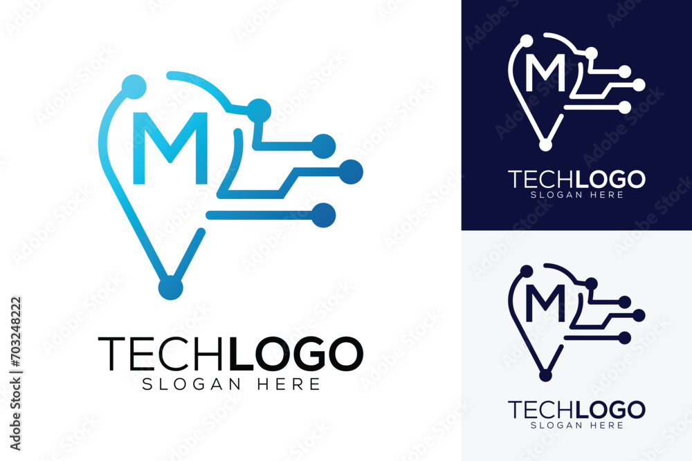 vector technology letter m logo Stock Vector | Adobe Stock