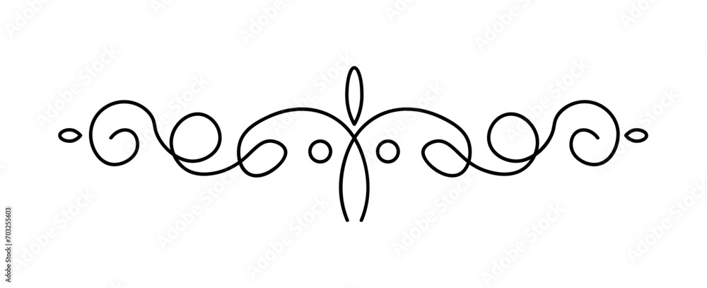 Swirly divider of black line set. This elegant swirly divider with ...