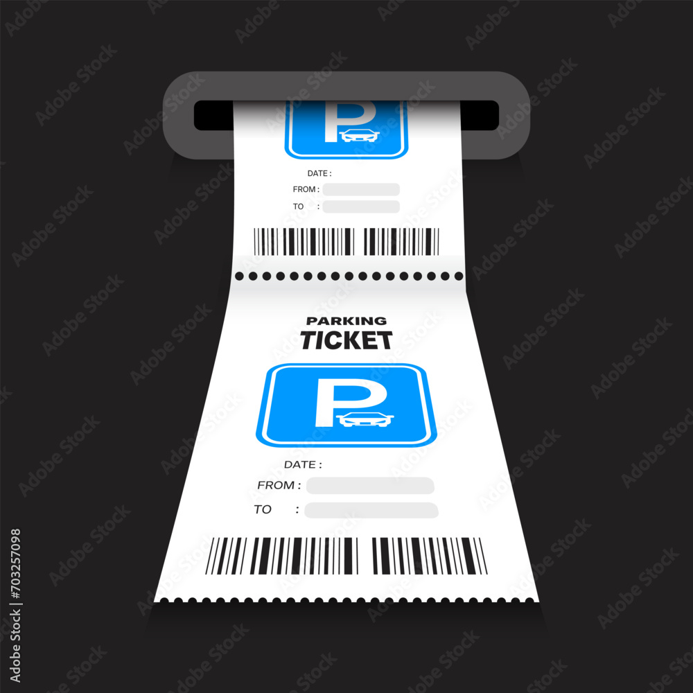 Realistic parking ticket vector. Cars parking tickets. Carpark receipt ...