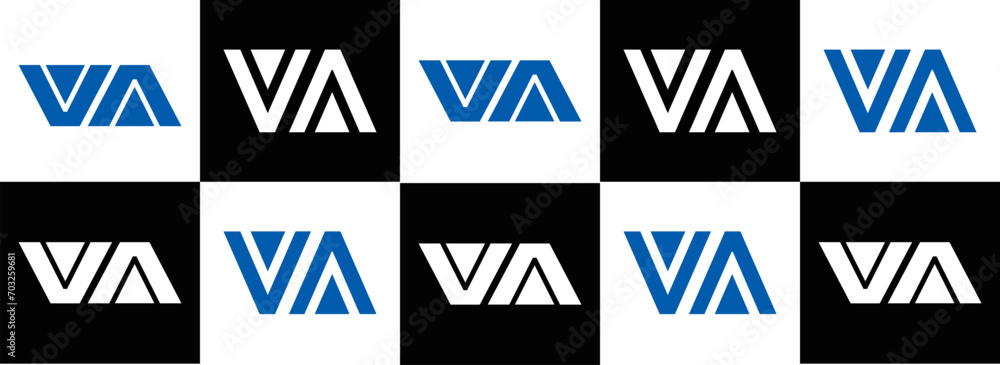 VA logo. VA set , V A design. White VA letter. VA, V A letter logo ...