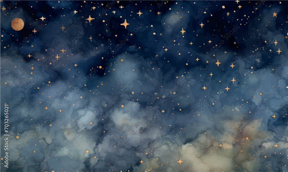 watercolor starry night sky background Stock Vector | Adobe Stock
