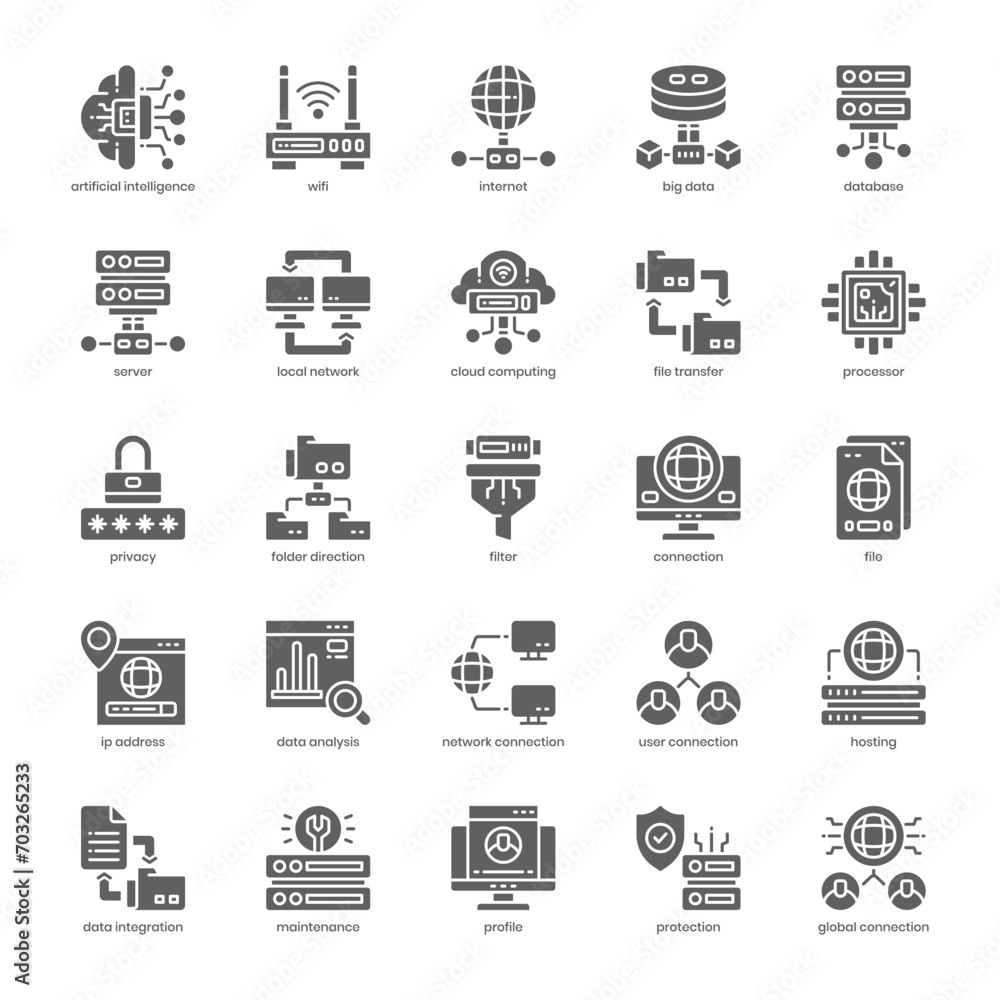 Big Data Icon Pack For Your Website Design Logo App And User Interface Big Data Icon Glyph