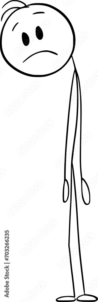Sad Person Showing Facial Expression, Vector Cartoon Stick Figure ...