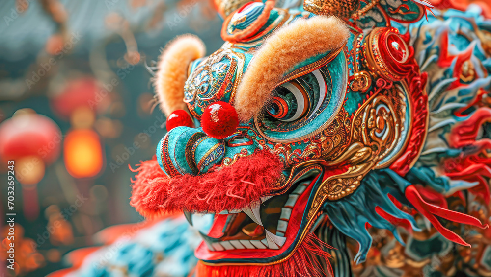 vibrant visual representation of the traditional Chinese dragon dance ...