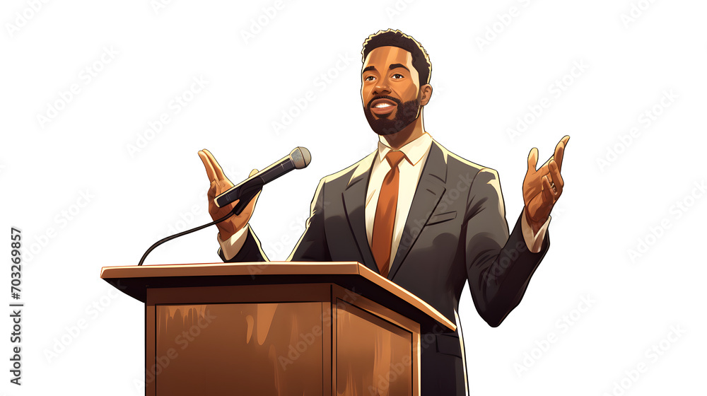 "Diverse Representation: Inspiring African Man Speaking, Transparent ...