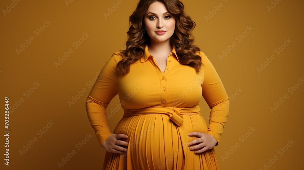 Body confident woman embracing her body, expressing self-love and self ...