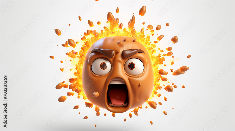 Mind blown emoji exploding head emoticon on white background Stock ...