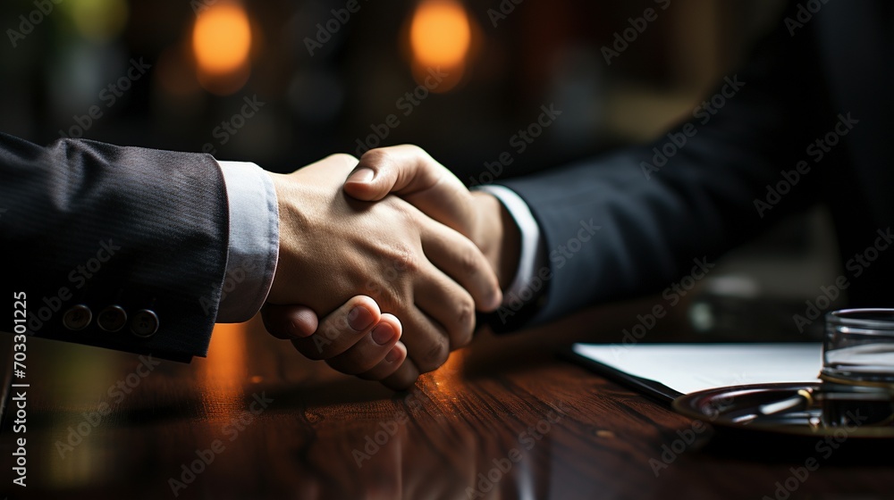 Negotiating shaking hands ai generated close-up image background Stock ...